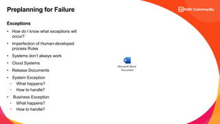 UiPath Tips and Techniques for Exception Planning - Session 1 | PPT