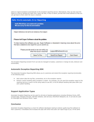 Add Automatic Exception Reporting To Your .Net Software - Allow End-Users To Report Bugs Easily ...