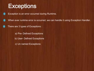 Oracle Exceptions | PPT