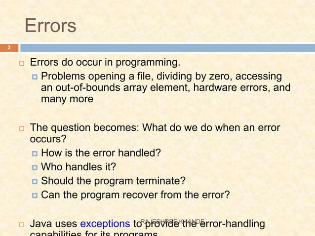 Java Exceptions Handling | PPT