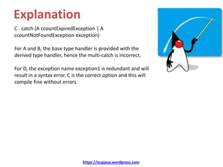 OCJP Samples Questions: Exceptions and assertions | PPT
