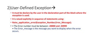Exceptions Triggers function in SQL by Vasant Bhabad | PPT