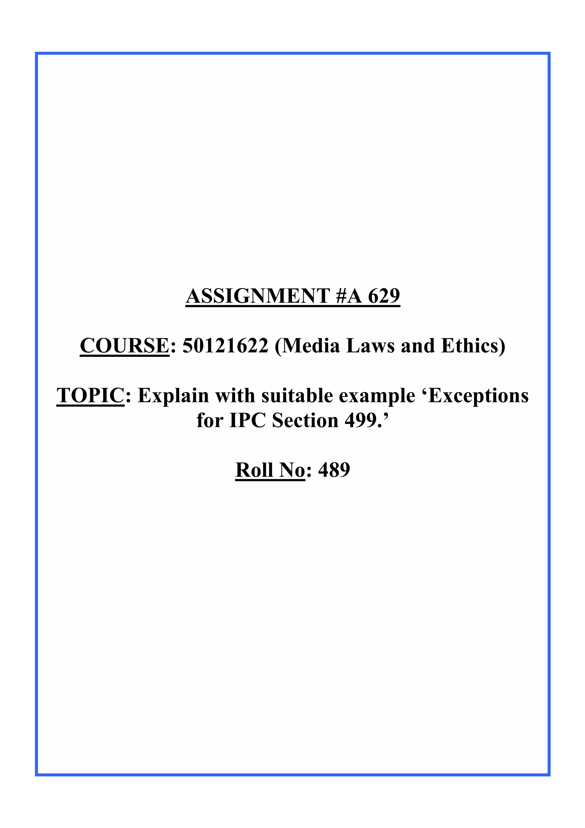 ‘Exceptions for IPC section 499.’ | PDF