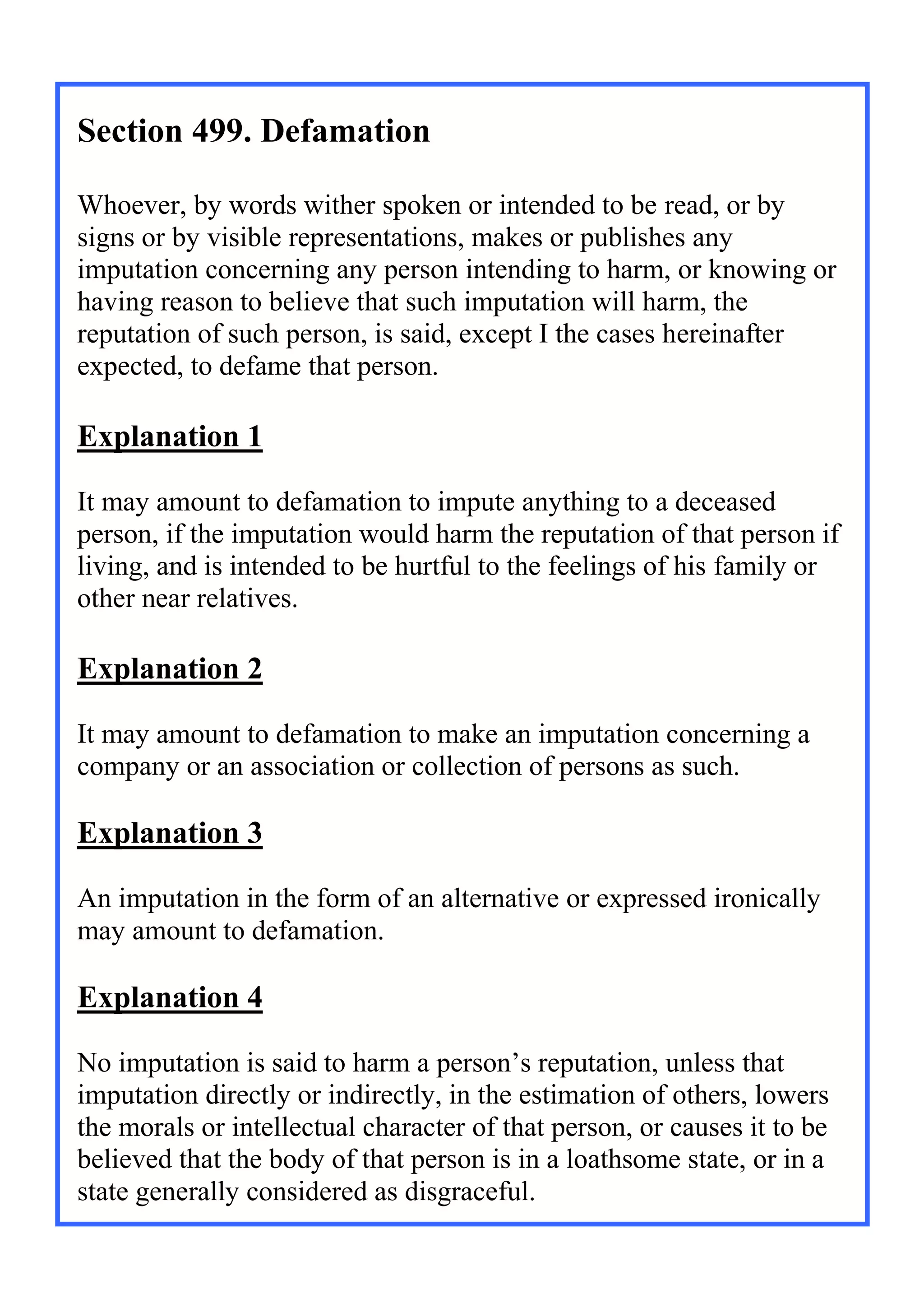 ‘Exceptions for IPC section 499.’ | PDF