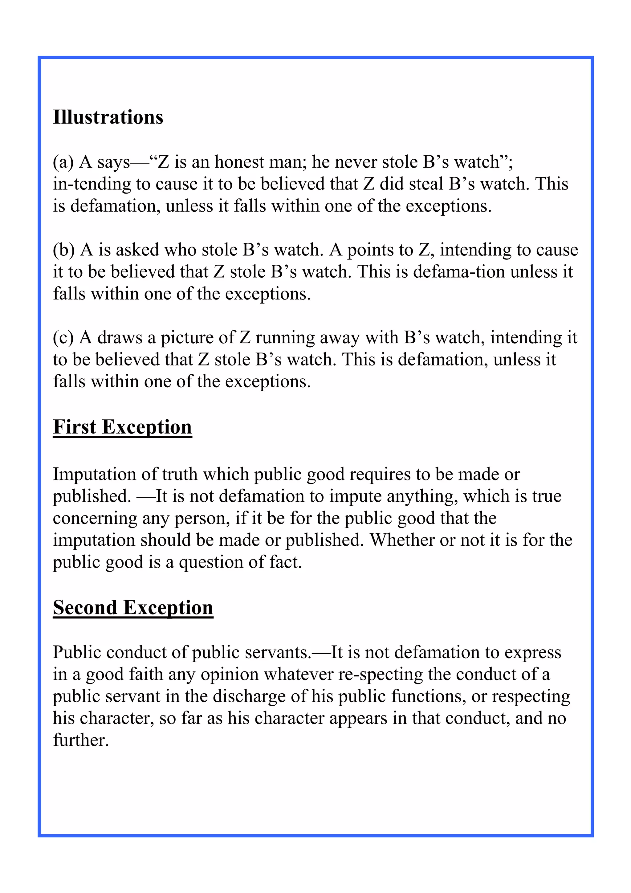 ‘Exceptions for IPC section 499.’ | PDF