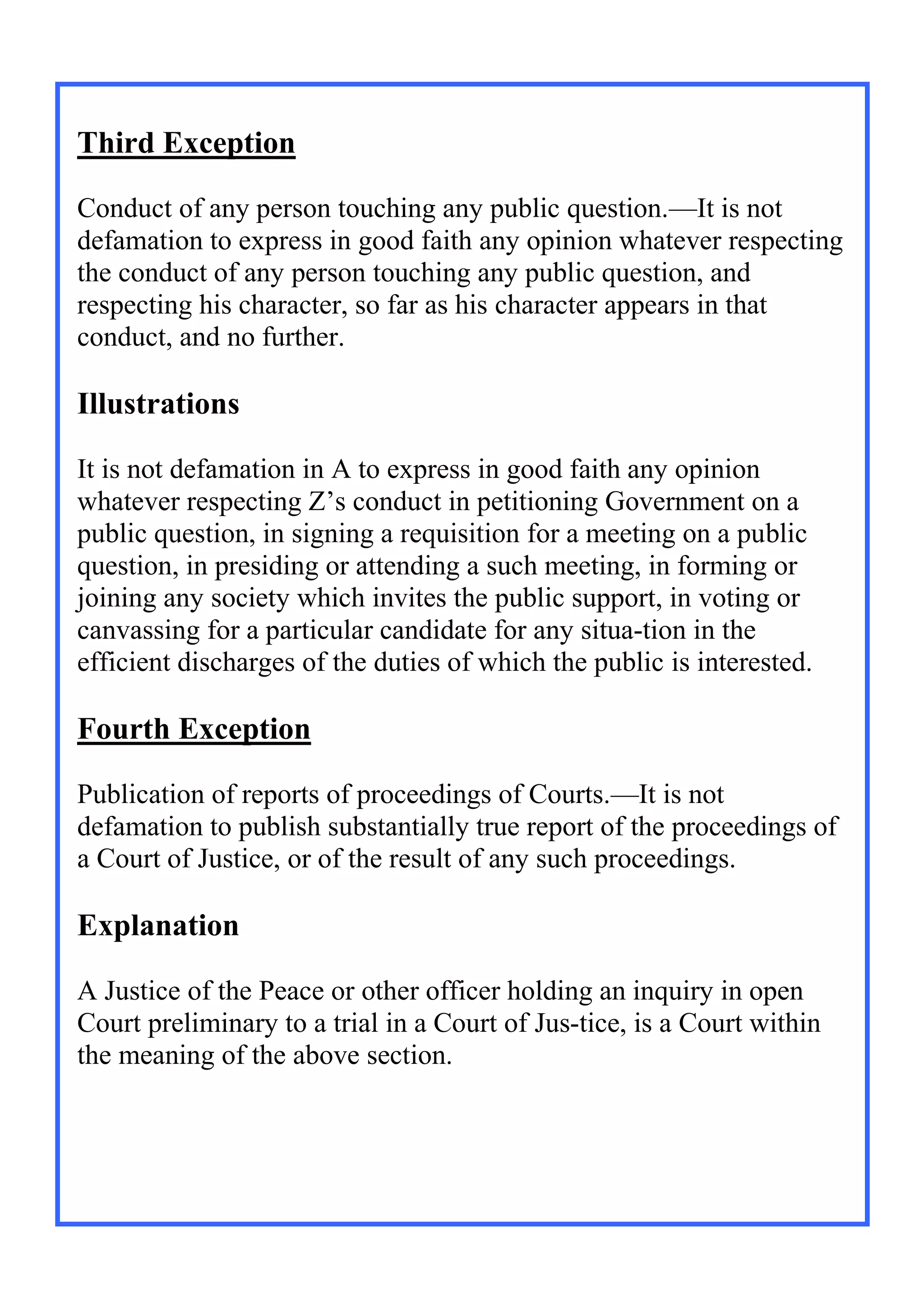 ‘Exceptions for IPC section 499.’ | PDF