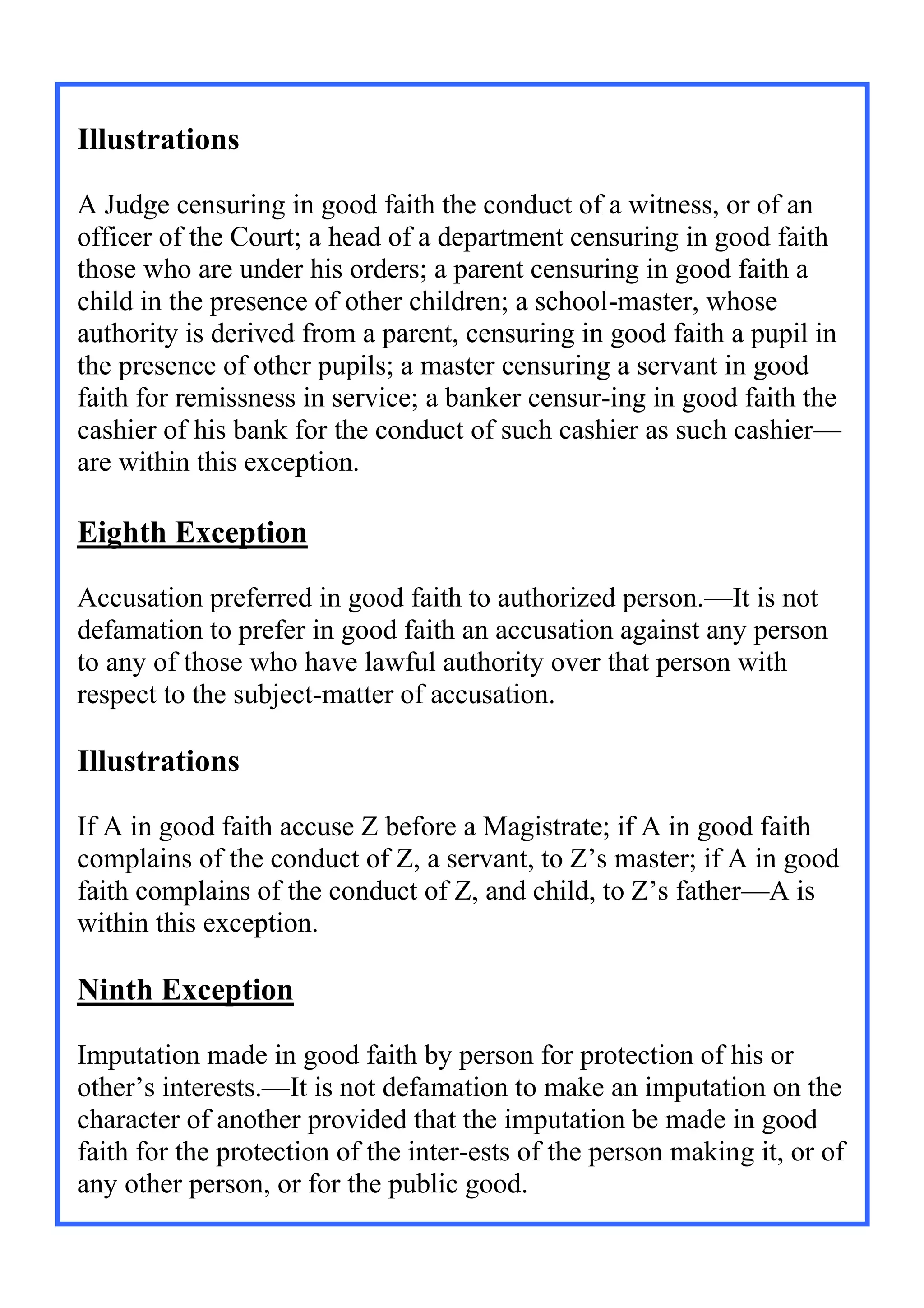 ‘Exceptions for IPC section 499.’ | PDF