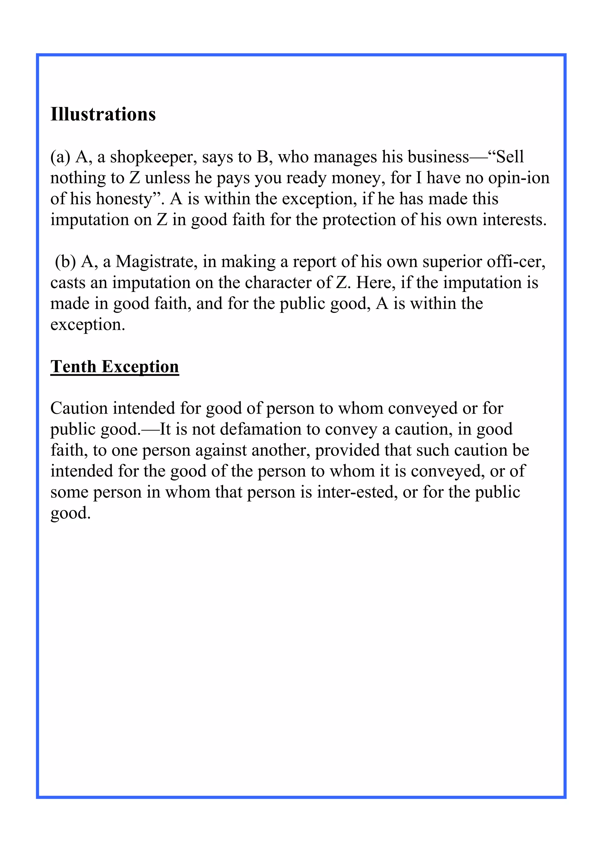 ‘Exceptions for IPC section 499.’ | PDF