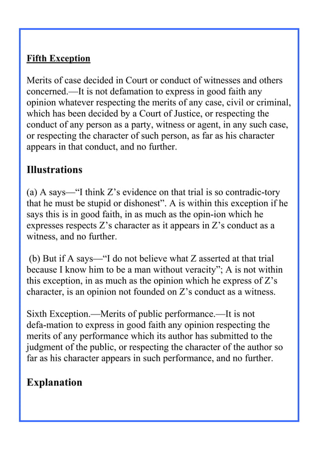 ‘Exceptions for IPC section 499.’ | PDF