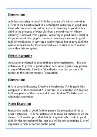 ‘Exceptions for IPC section 499.’ | DOCX