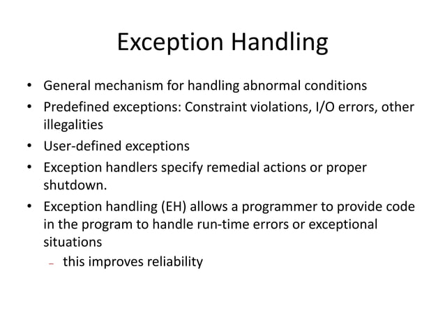 Exceptions In C Object Oriented Programmingpptx 
