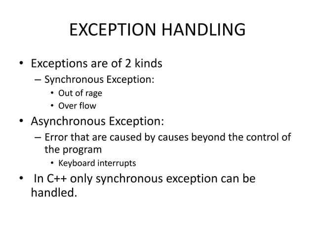 Exceptions In C Object Oriented Programmingpptx