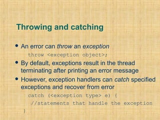 Exceptions in java | PPT | Programming Languages | Computing