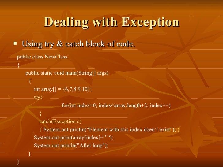 Exceptions & Its Handling