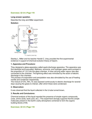 excercise , origin and evolution of life.pdf | Geology | Science