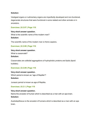 excercise , origin and evolution of life.pdf | Geology | Science
