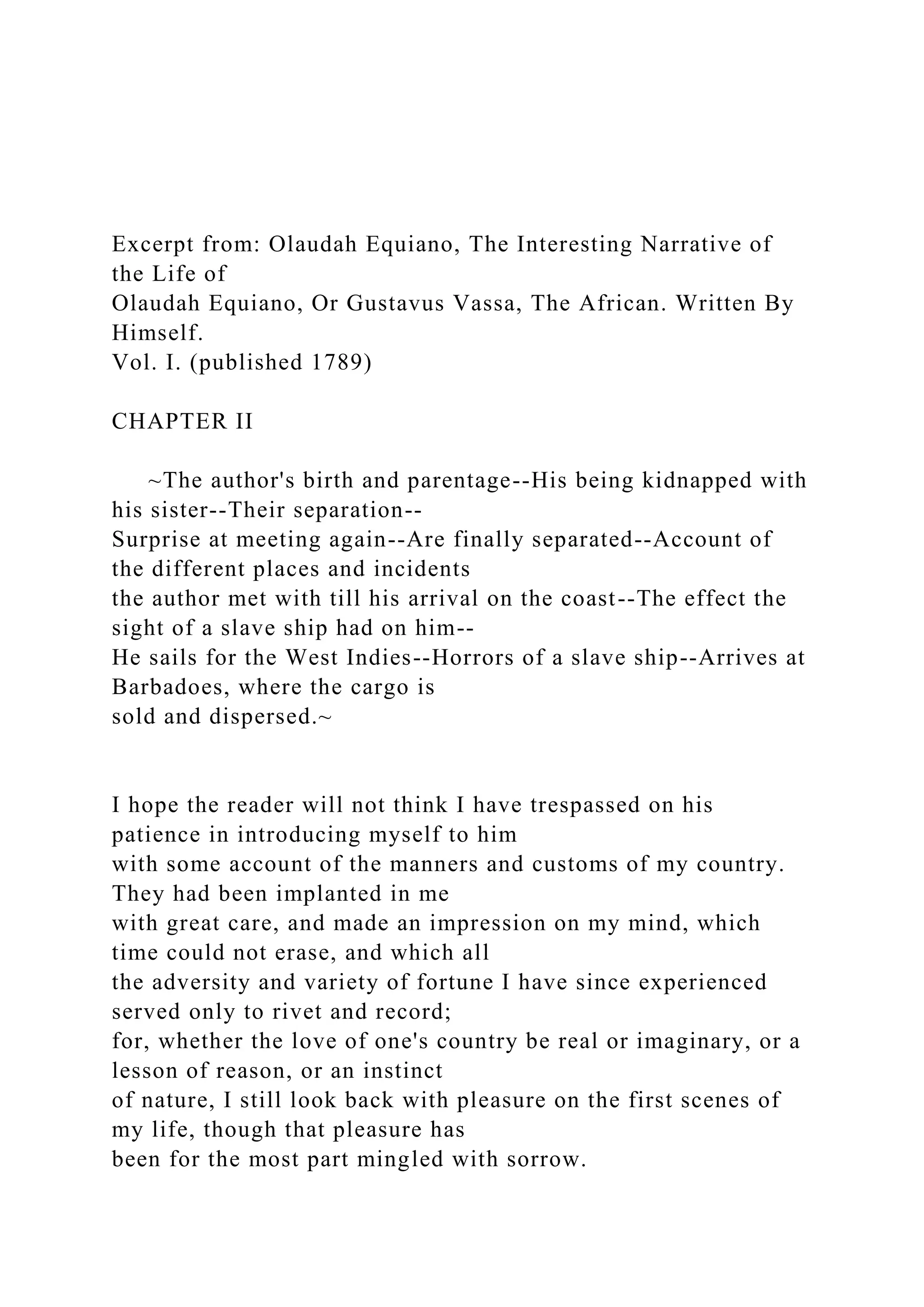 Excerpt from Olaudah Equiano, The Interesting Narrative of th.docx