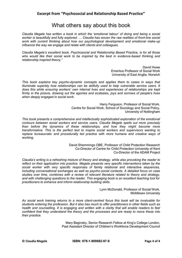 Excerpt from psychosocial and relationship based practice | PDF