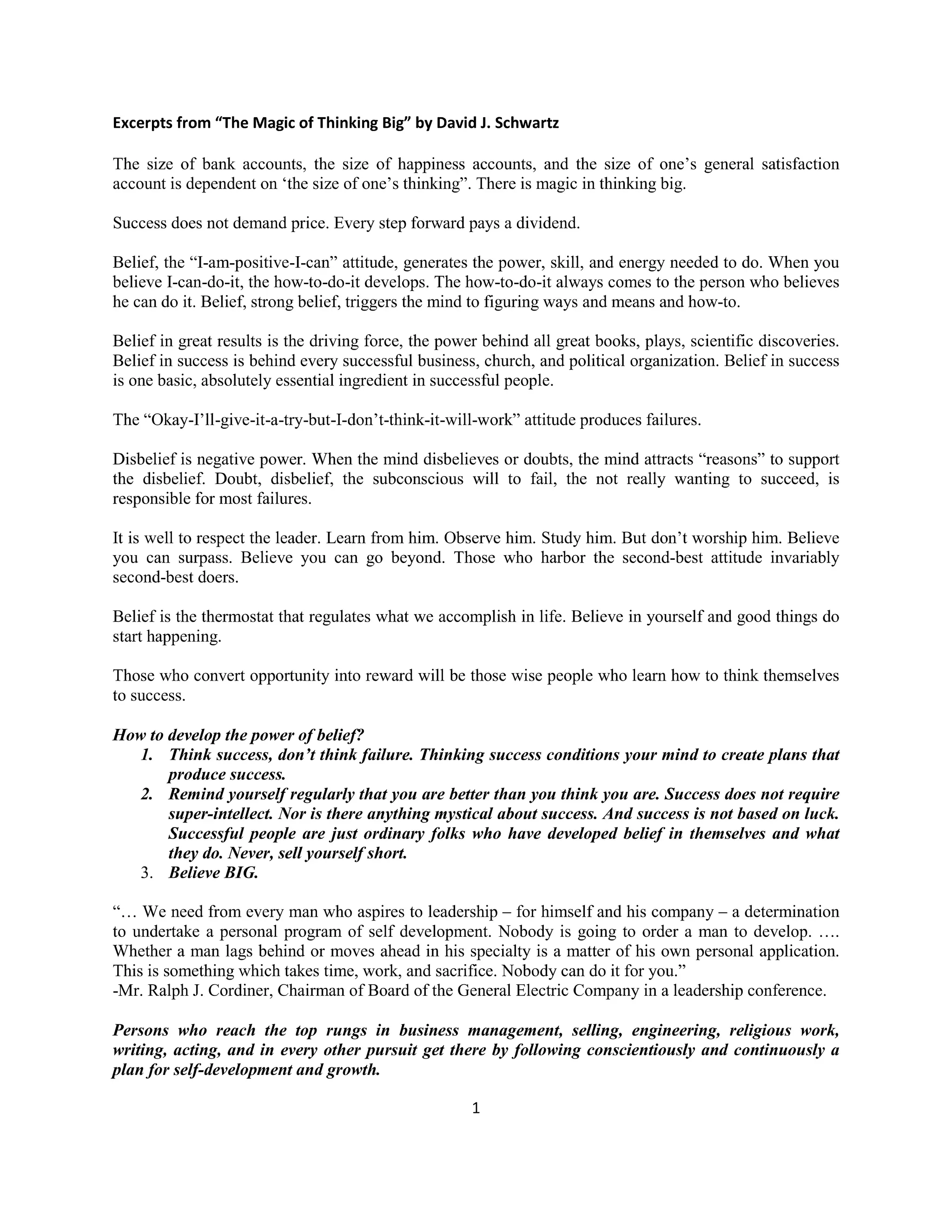 Excerpts the-magic-of-thinking-big refuse to worry about ur health | PDF