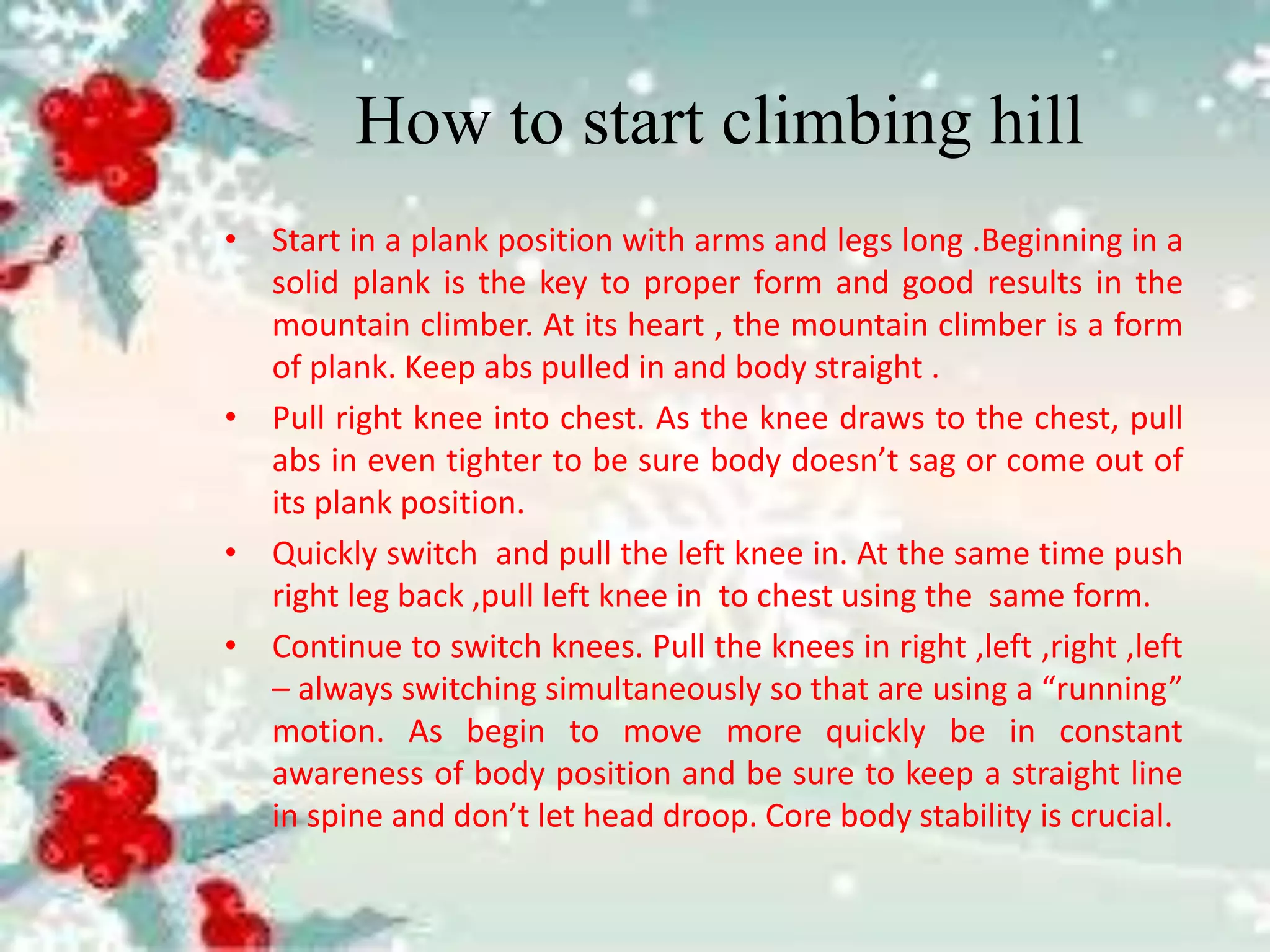 Climbing stairs and hill - exercise | PPTX