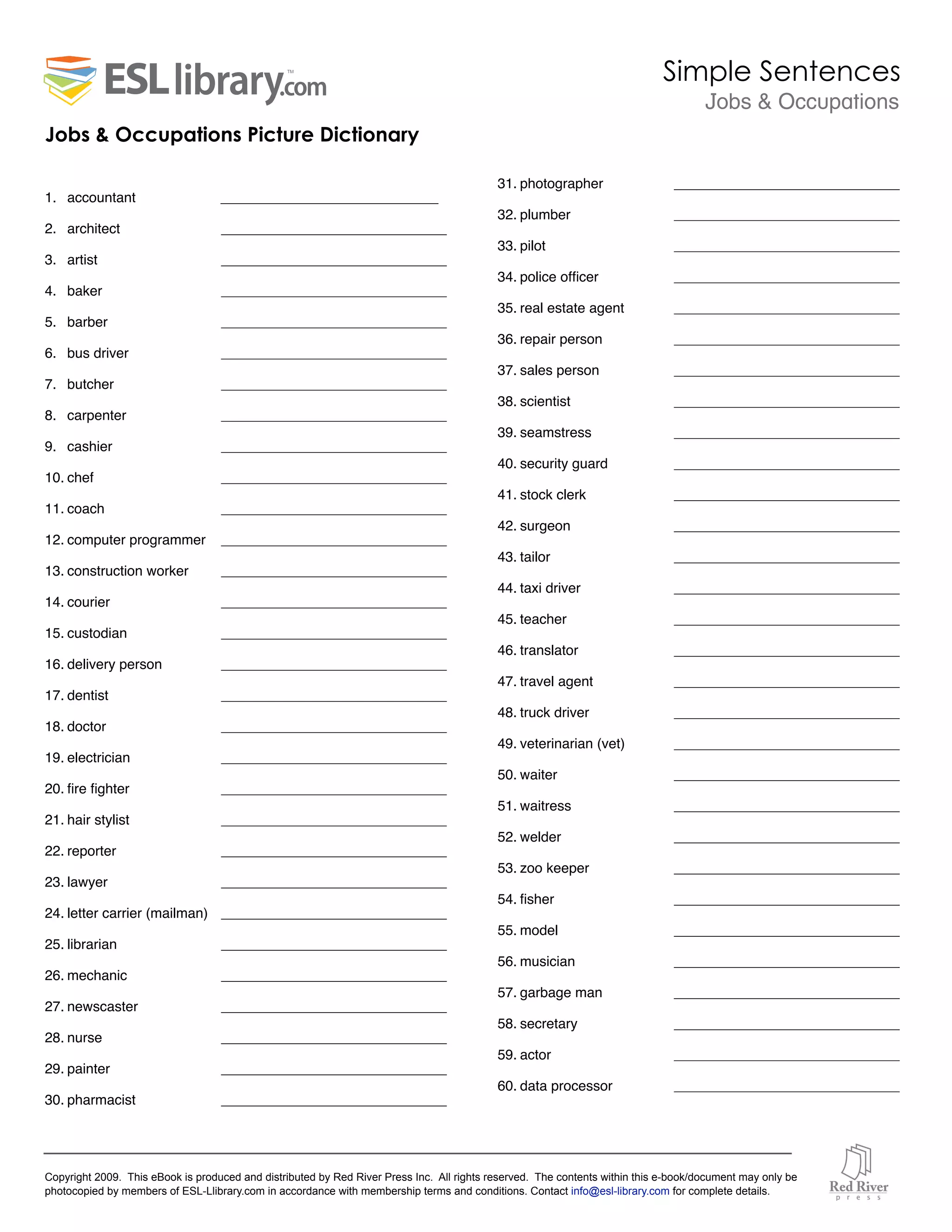 Excersize on occupations | PDF