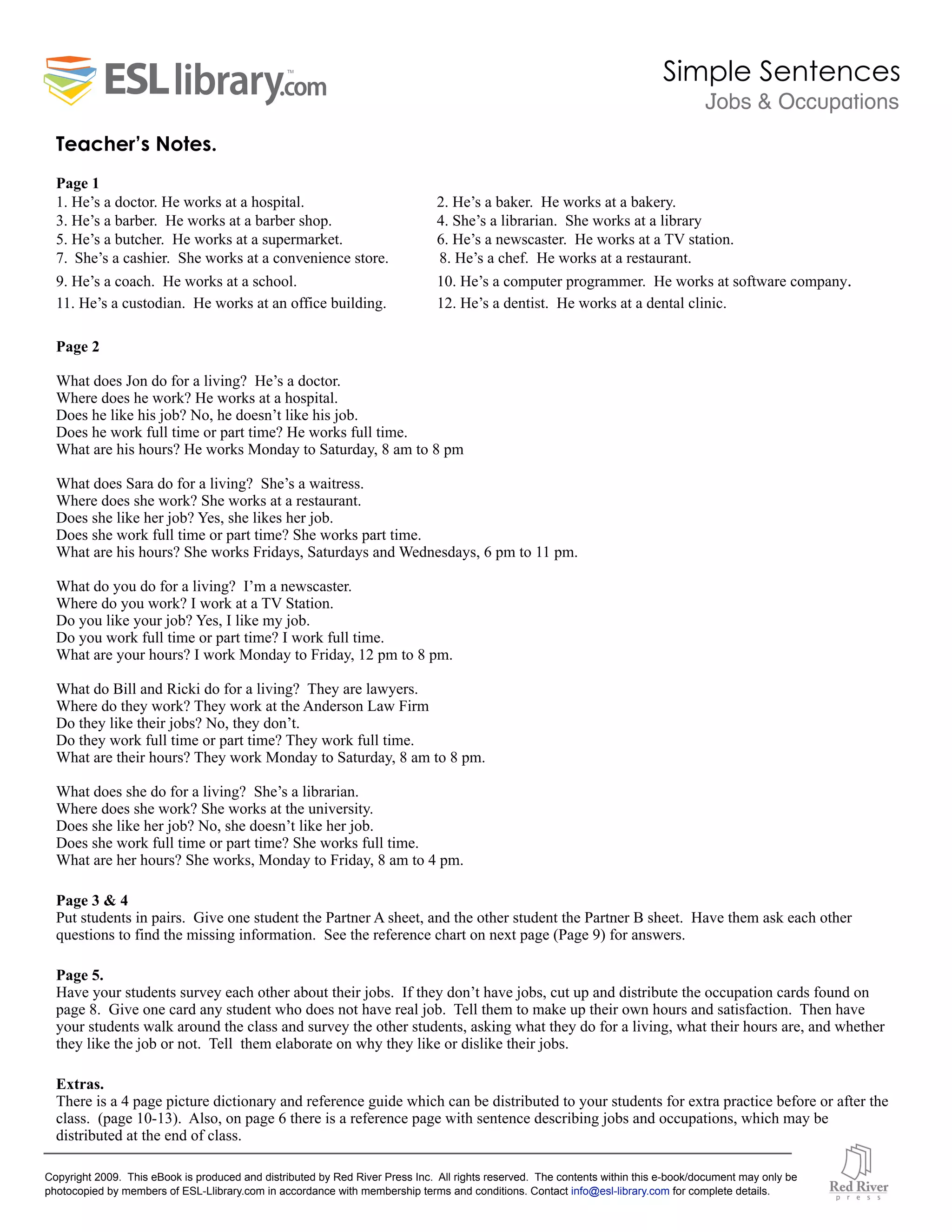 Excersize on occupations | PDF