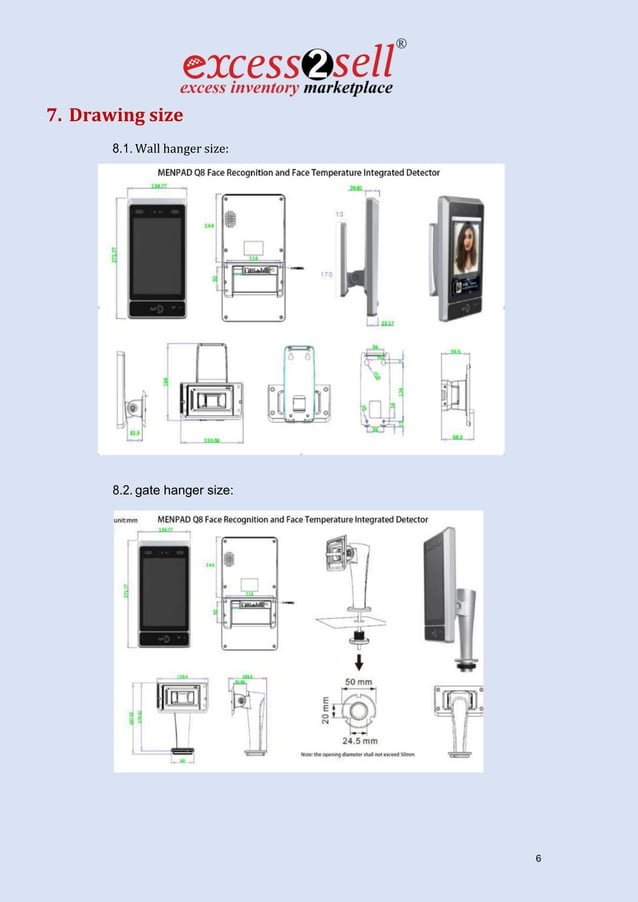 Q8 Face Recognition & Face Temperature Integrated Detector - Contact-less Temperature ...