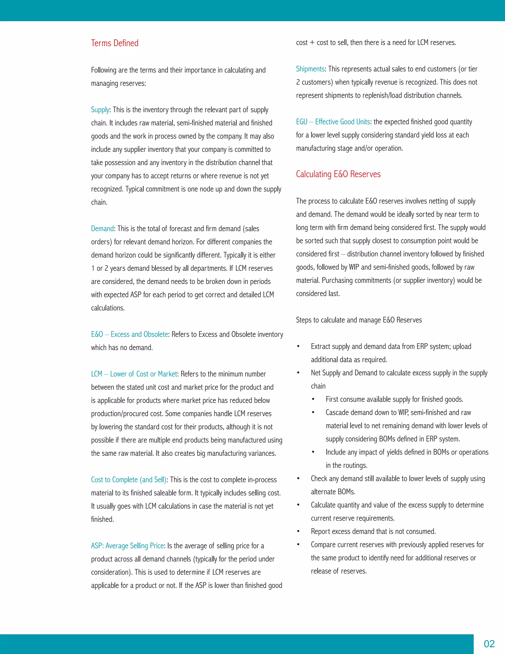 Excess and Obsolete Inventory Reserves | PDF