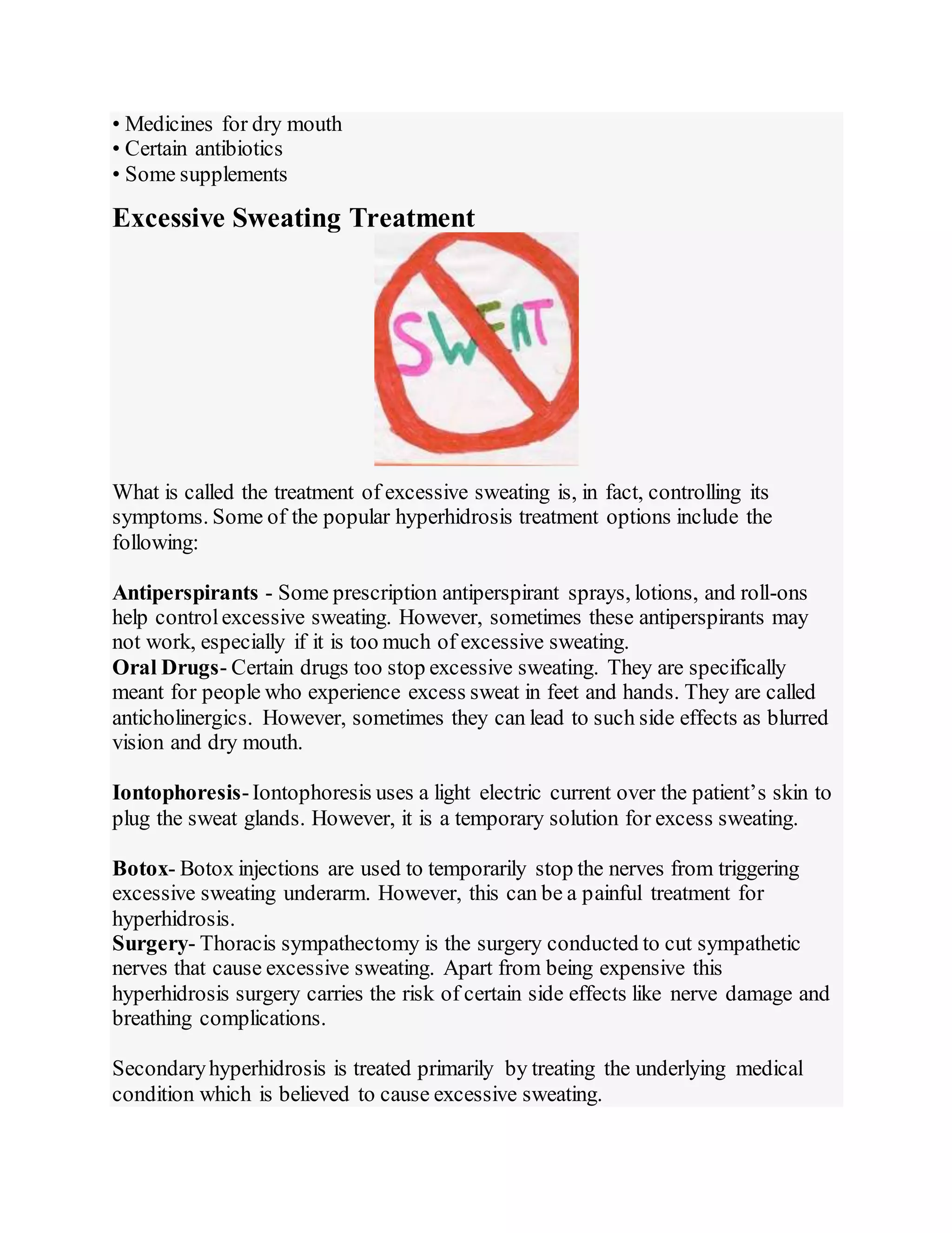 Excessive Sweating (Hyperhidrosis) | DOCX