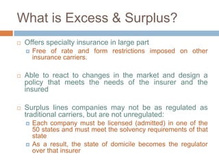 Excess & Surplus | PPTX | Motor Insurance | Insurance