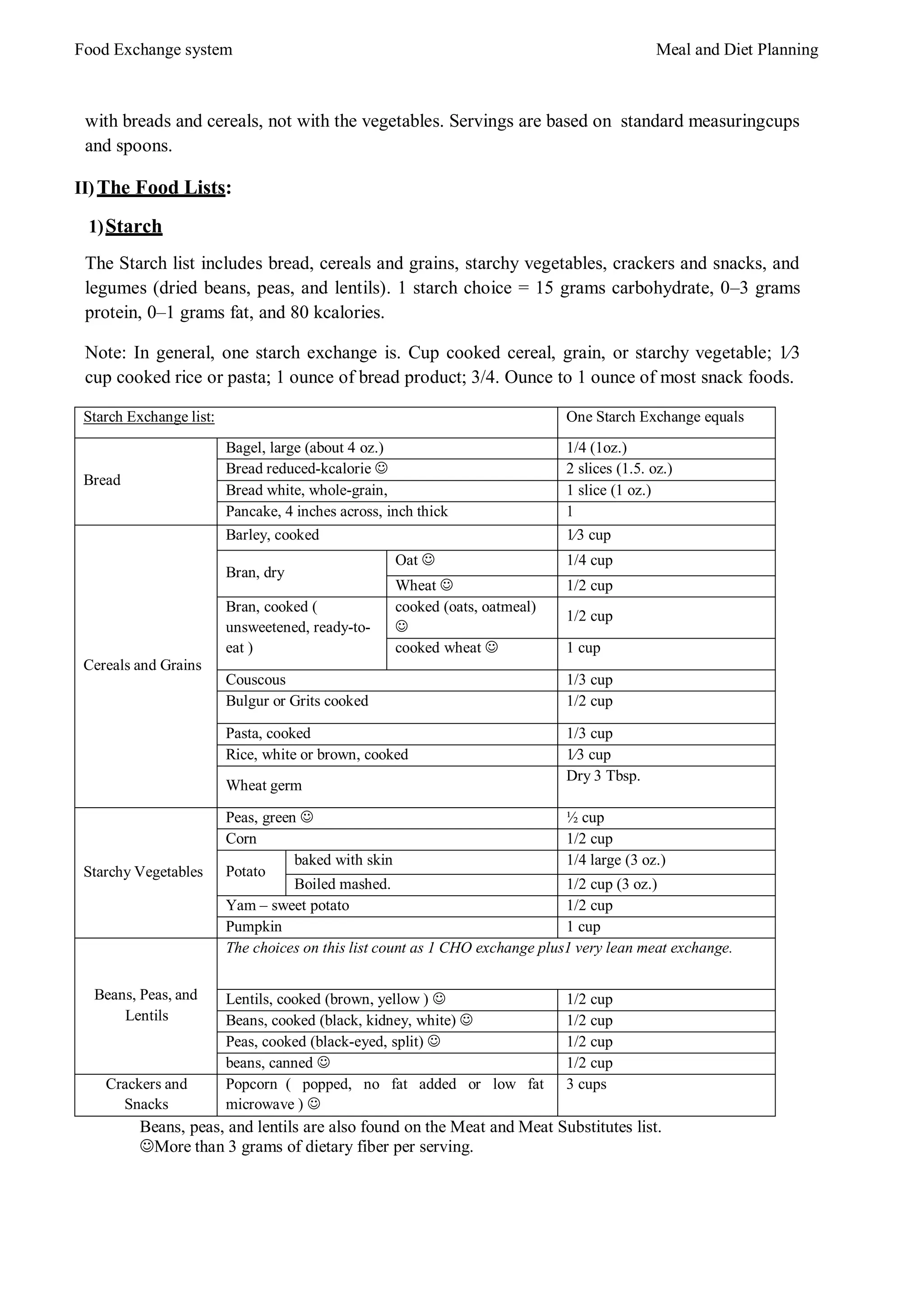 Food Exchange system for nutritionist and Dietetics | PDF