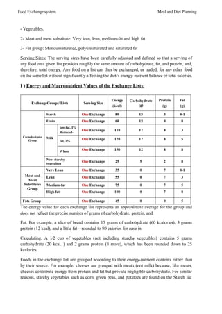 Food Exchange system for nutritionist and Dietetics | PDF