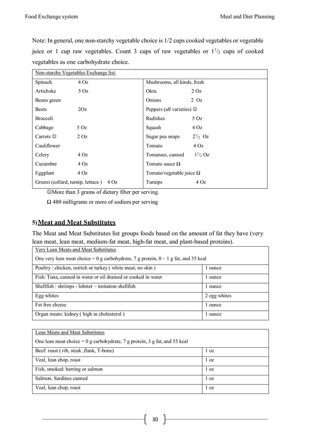 Food Exchange system for nutritionist and Dietetics | PDF | Nutrition ...