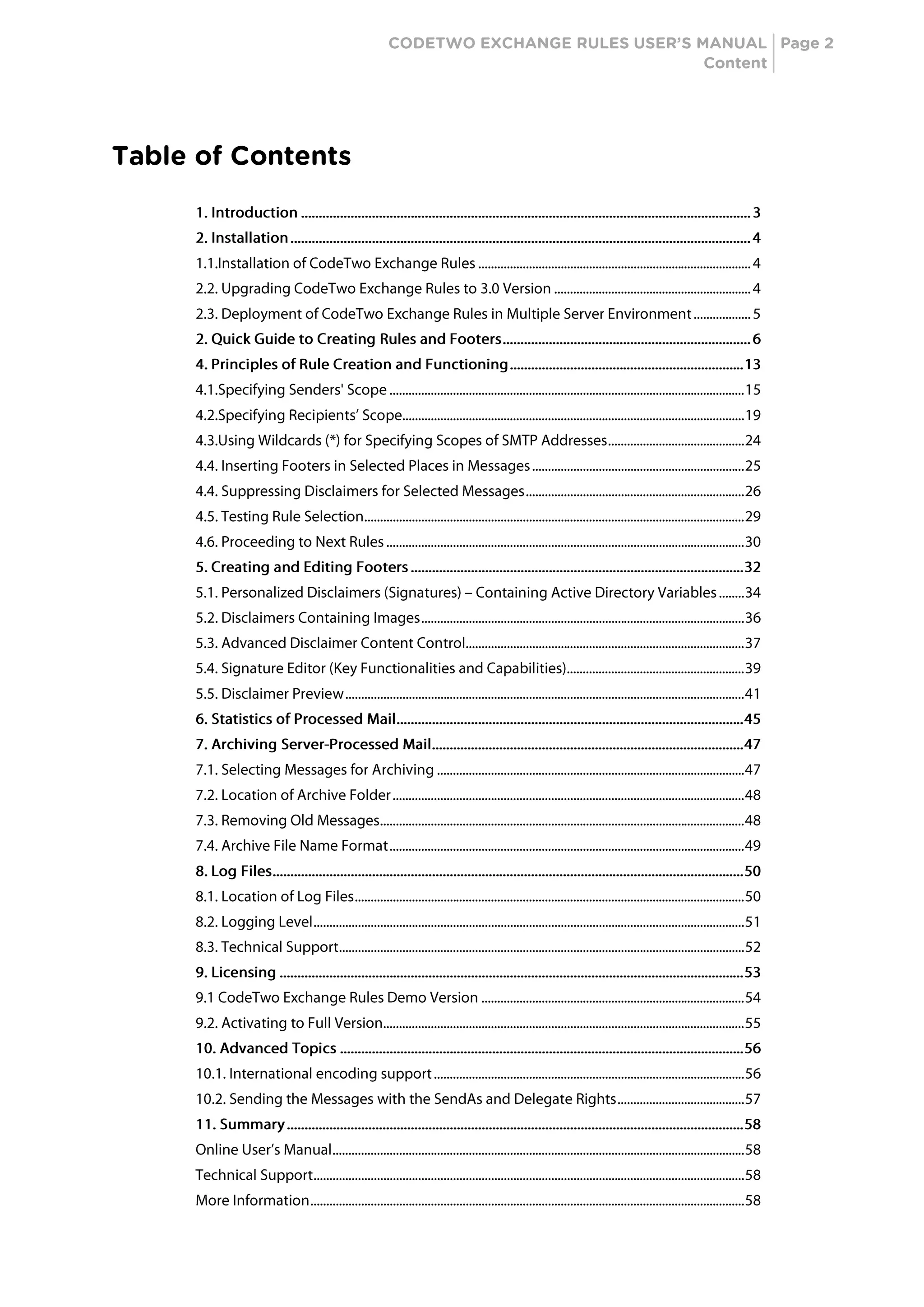 Codetwo exchange rules 2000/2003 users manual - Exchange Disclaimer ...
