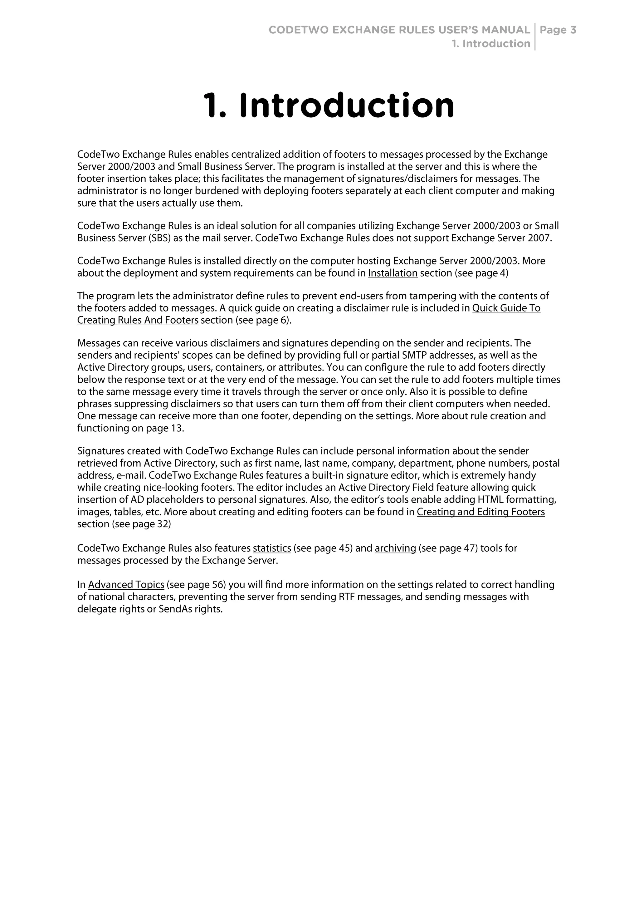 Codetwo exchange rules 2000/2003 users manual - Exchange Disclaimer ...