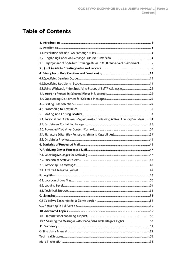 Codetwo exchange rules 2000/2003 users manual - Exchange Disclaimer ...