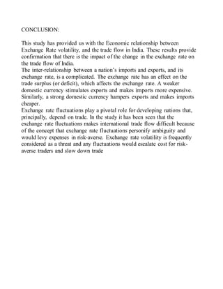 Exchange rate volatality and its impact on trade flow in India | PDF