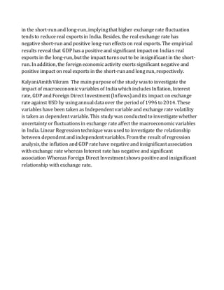 Exchange rate volatality and its impact on trade flow in India | PDF