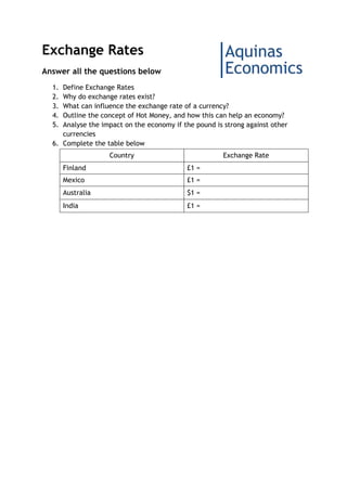 Exchange Rate Questions | PDF