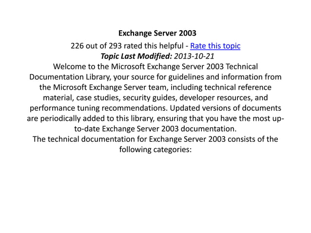 Exchange server 2003 | PPT
