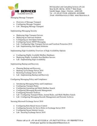 Exchange Server Training HB Educational Services | PPT