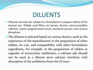 Excipients | PPTX | Pharmaceutical Industry | Industries