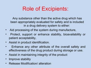 PHARMACEUTICAL EXCIPIENTS | PPT