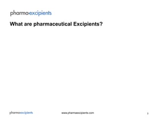 Excipients presentation-part 1-definition and regulation | PDF