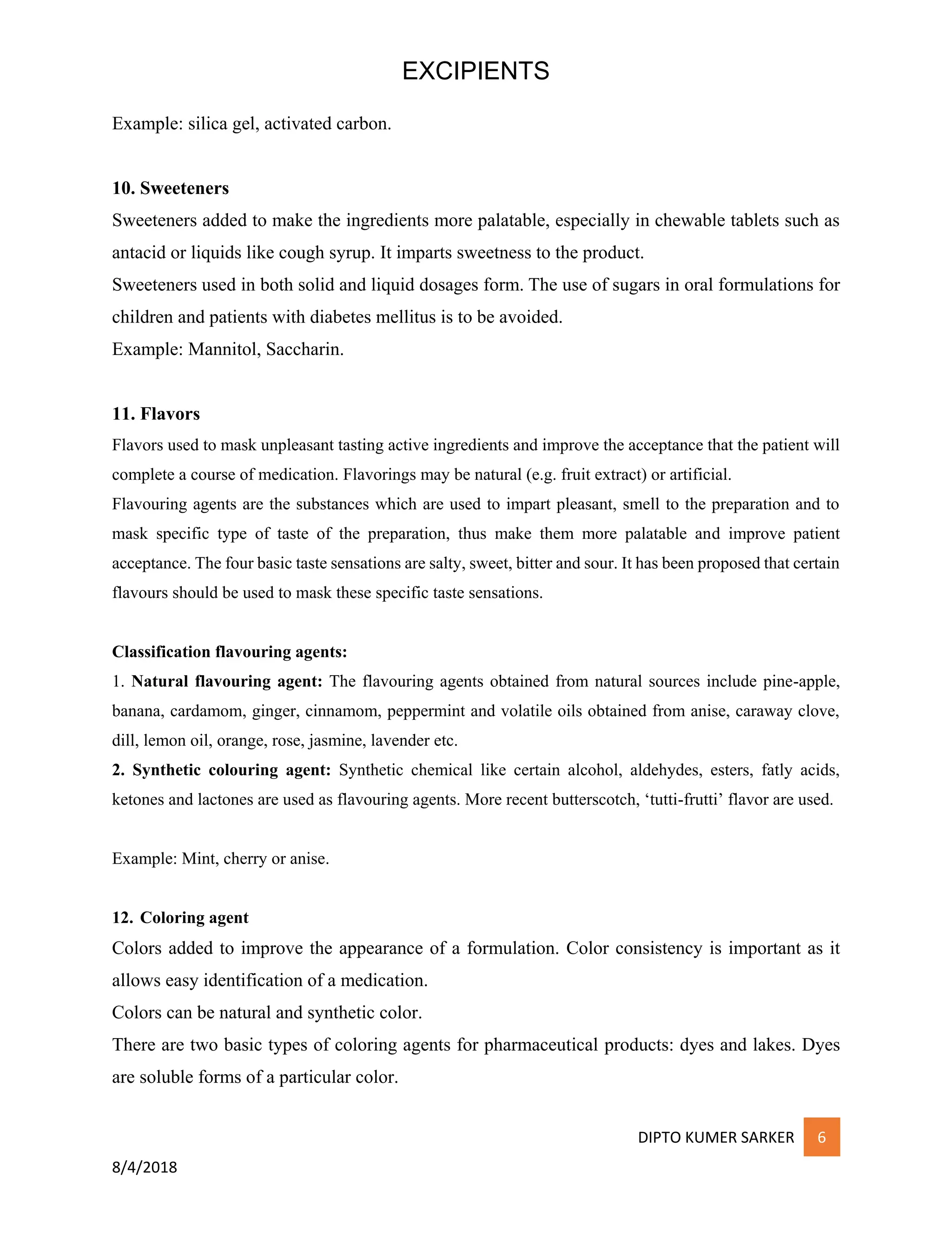 Pharmaceutical Excipients | PDF