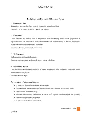 Pharmaceutical Excipients | PDF