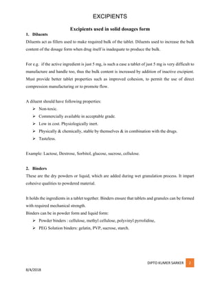 Pharmaceutical Excipients | PDF