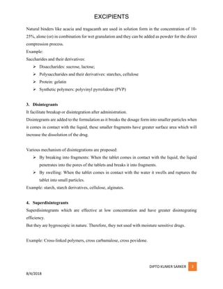 Pharmaceutical Excipients | PDF