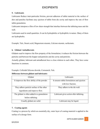 Pharmaceutical Excipients | PDF