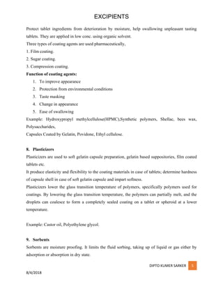 Pharmaceutical Excipients | PDF